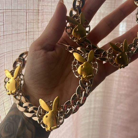 PLAYBOY | Jewelry | 9s Heavy Acrylic Playboy Cuban Link Hoops | Poshmark